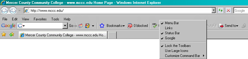 MCCC ANGEL Gateway: Disabling Browser Toolbars